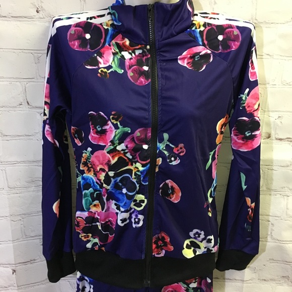 Jackets & Coats | Womens Floral 2 Piece Navy Tracksuit Size Small ...